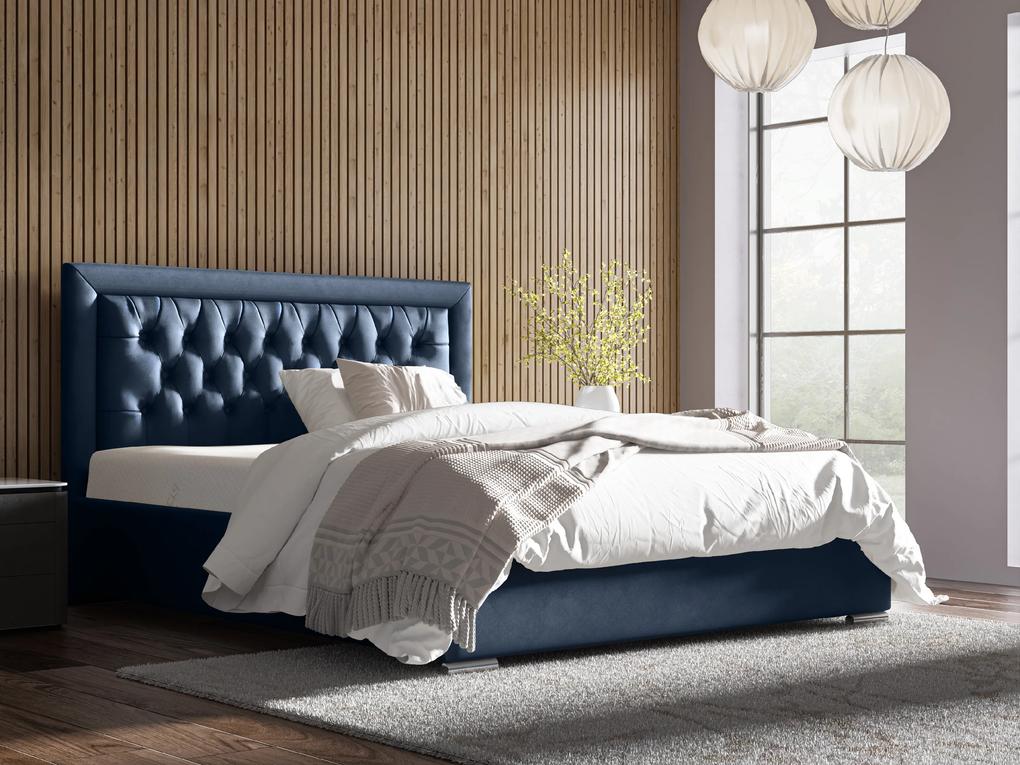 Eka Čalouněná postel Mona - Kronos 140x200 cm Barva látky: Hořčicová (01), Úložný prostor: S kovovým rámem úložného prostoru