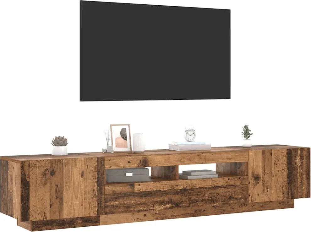 TV stolek s LED old wood 200x35x40 cm kompozitní dřevo 3329165