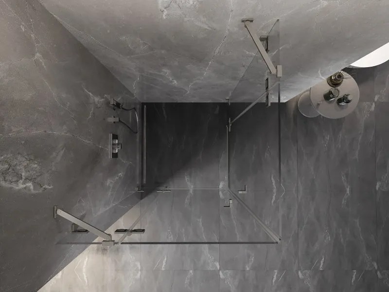 Mexen Lunar Duo, výklopný sprchový kout 70 x 70 cm, 8mm čiré sklo, ocelový profil, 834-070L-070P-97-00
