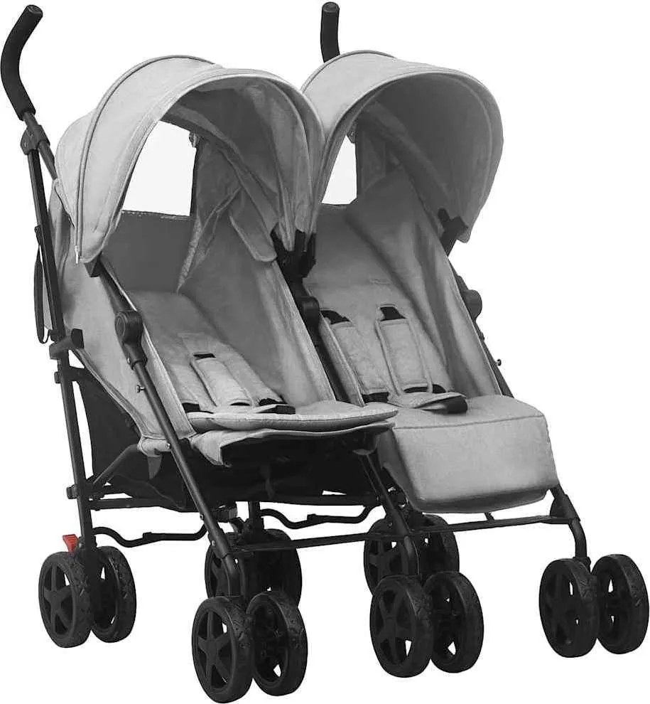 vidaXL Dvojitý kočárek ocel [10235] Barva: taupe