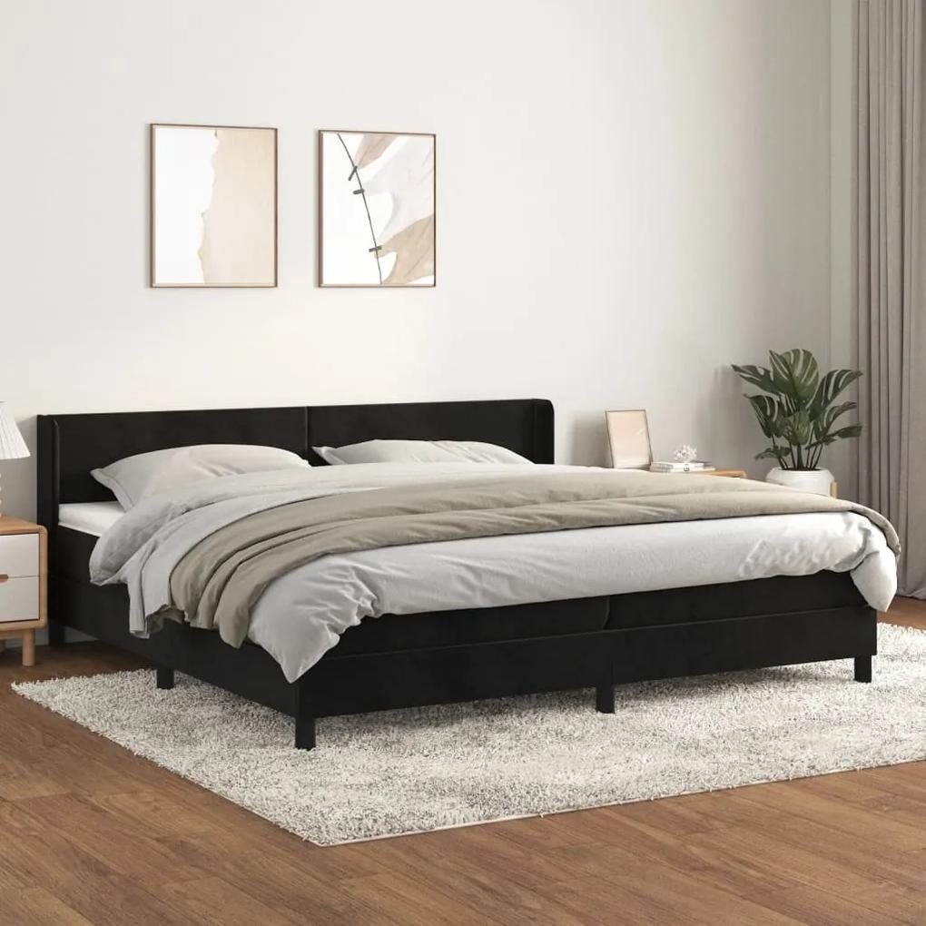 Box spring postel s matrací černá 200x200 cm samet,  3130861