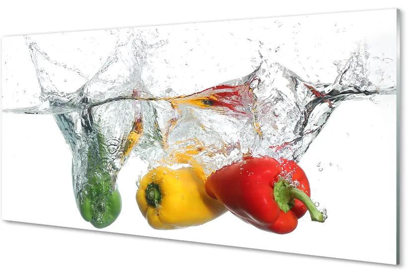 akrylový obraz Barevné papriky ve vodě 120x60 cm