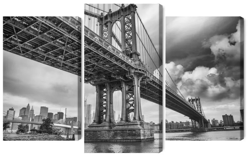 Vícedílný obraz Manhattan Bridge V New Yorku Nedostatek Nedostatek Přírodní plátno 180x120