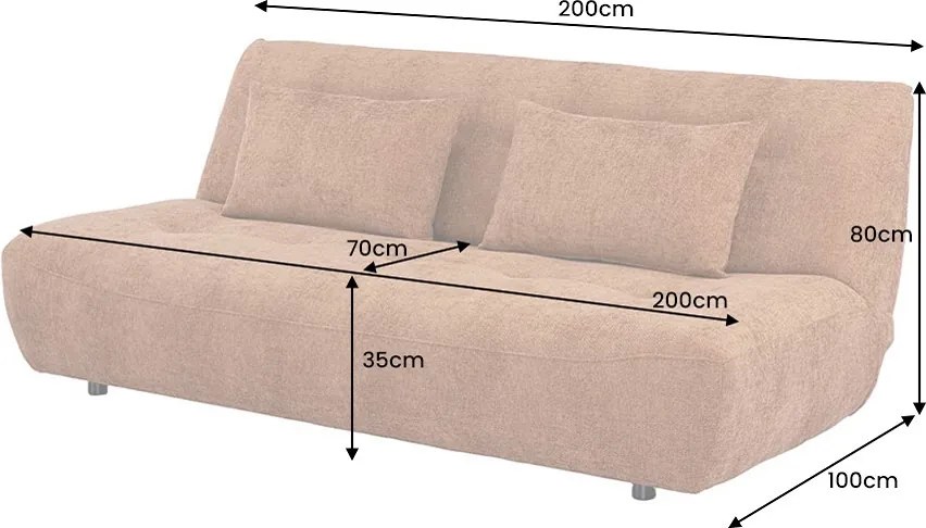Designová rozkládací pohovka Litonya 200 cm rezavě-hnědá