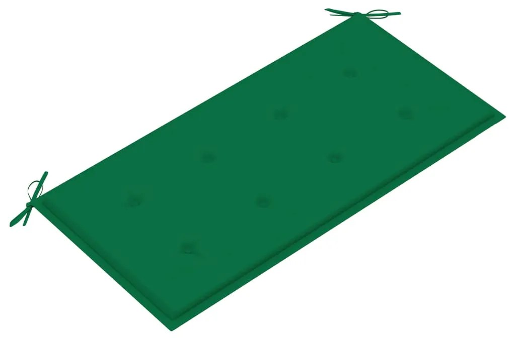 vidaXL Zahradní lavice se zelenou poduškou 112 cm masivní teak