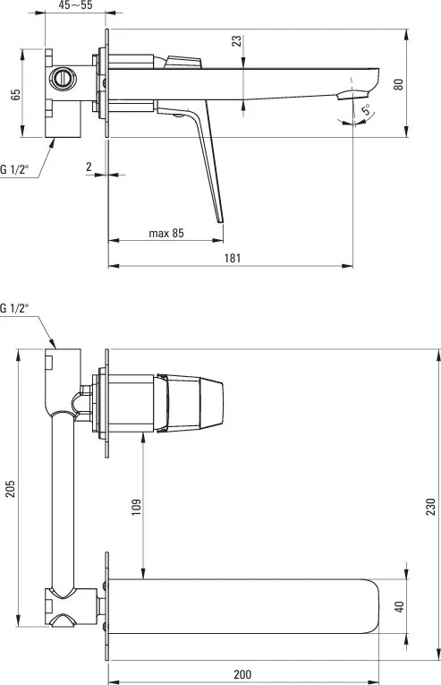 Deante Blur, podomítková umyvadlová baterie, bílá, DEA-BQL_A54L
