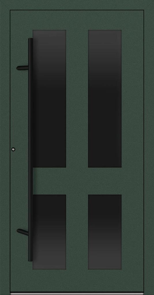 Hliníkové vchodové dveře FM Turen Premium P90 M29 BLACKLINE zelená RAL6009 Orientace dveří: Levé, otevírání dovnitř, Standardní rozměr dveří včetně rámu: 100 cm x 200 cm - vnější rozměr rámu