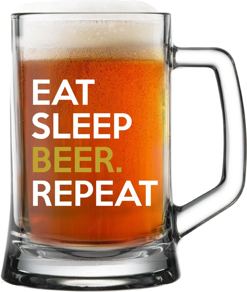 EAT SLEEP BEER. REPEAT - pivní sklenice 0,5 l