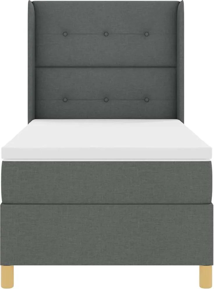 Postel s boxspringem s čelo Tmavě šedá 80 x 200 cm textil 3341799