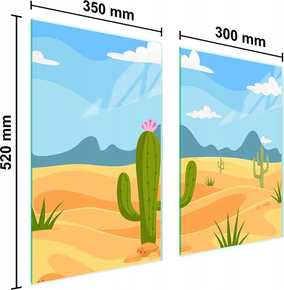 Skleněná Ochranná Deska Do Kuchyně 65x52 Kaktus