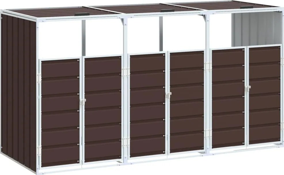 vidaXL Box na 3 popelnice 216 x 81 x 115 cm ocel [4006182] Barva: antracitová