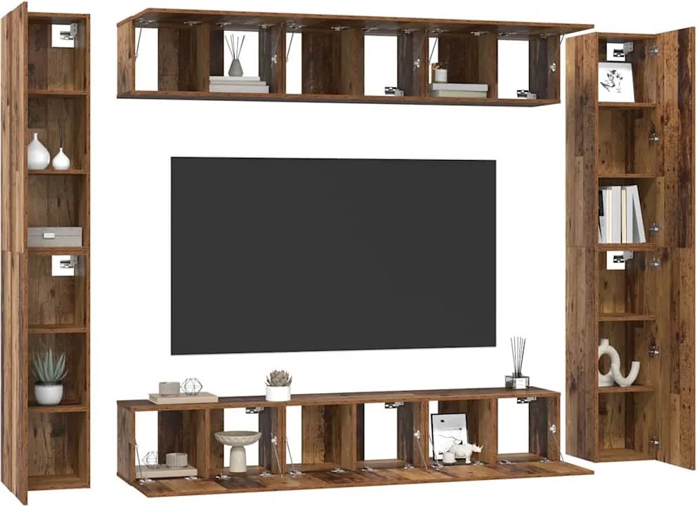 Sestava TV skříněk 10 ks Staré dřevo Kompozitní dřevo 3393150