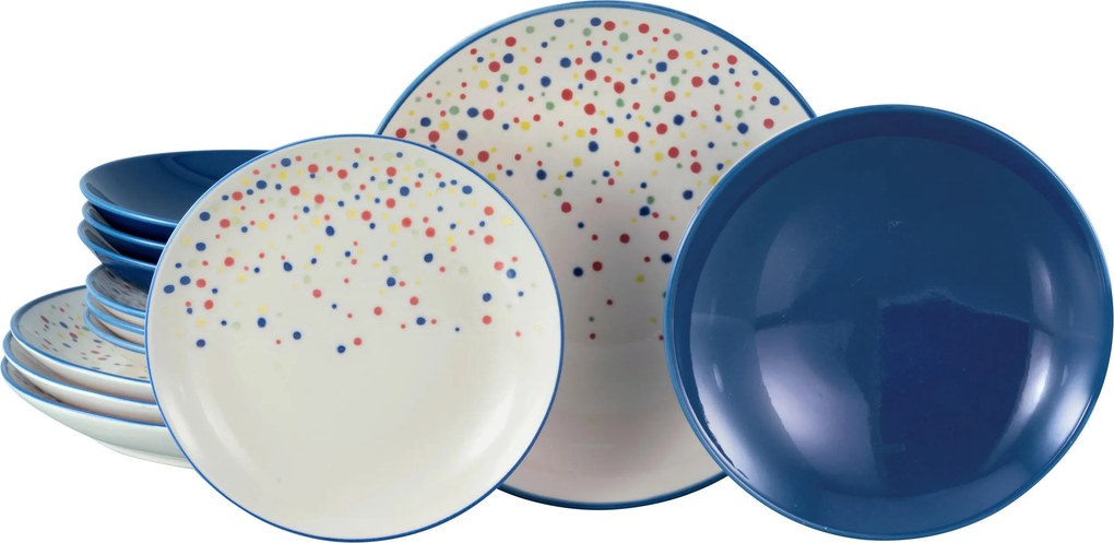 XXXLutz JÍDELNÍ SOUPRAVA Joy Blau-bunt 12dílné Creatable - Online Only nádobí - 007768056502
