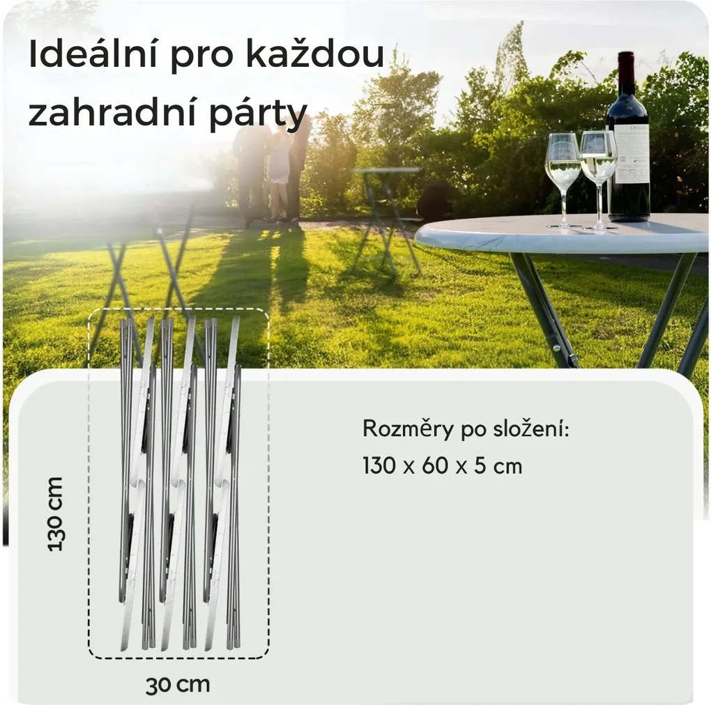 Cateringový skládací barový stůl MARLE 60 cm mramorově bílý