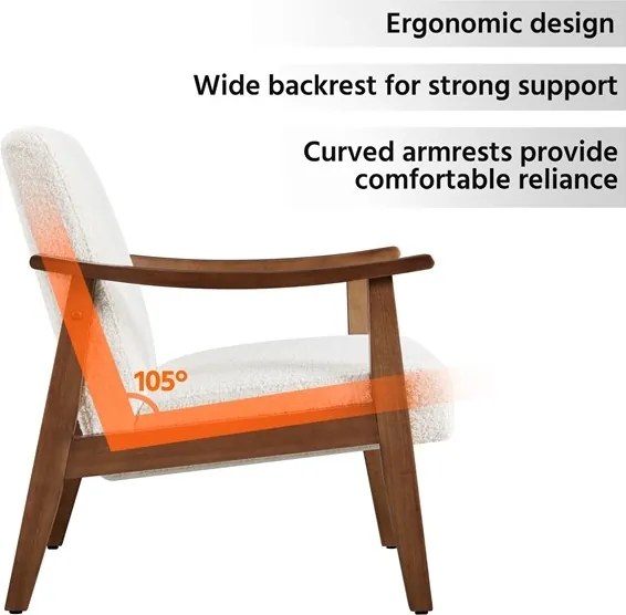 Křeslo Yaheetech – slonová kost, 62 cm (šířka) × 70 cm (hloubka) × 74 cm (výška), polyester (257085695831)