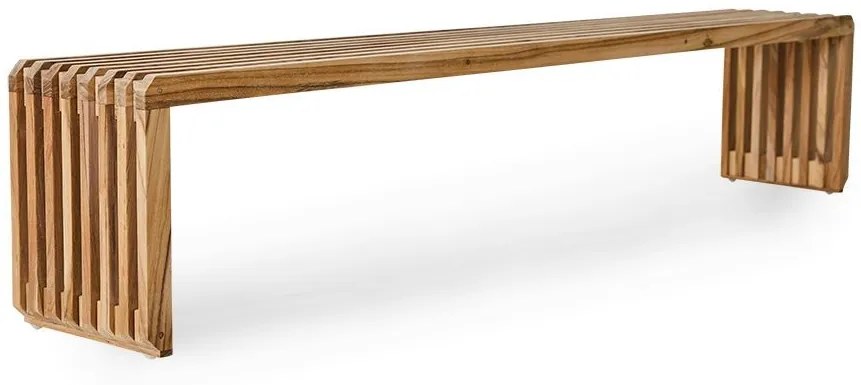 Přírodní dřevěná teaková lamelová lavice Slatted XL - 180*27*35 cm
