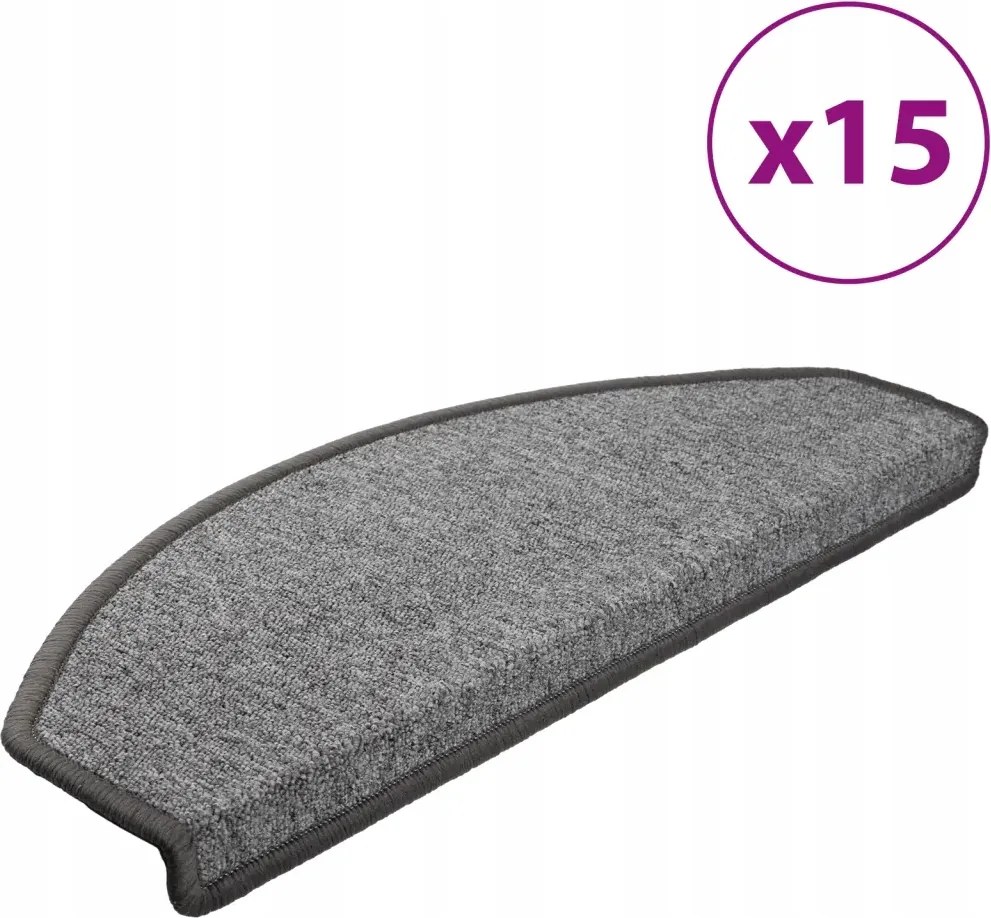vidaXL Rohože na schody 15 ks 65x24x4 cm Tmavě šedé Půlkulaté Velké