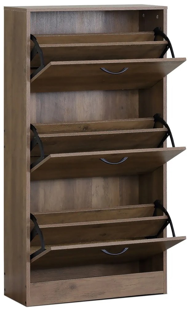 Botník s přihrádkami G1016 ELM, jilmové dřevo, 3 patra