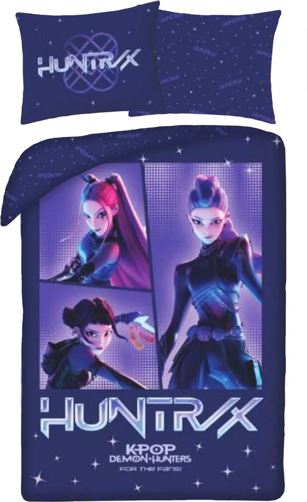 Bavlněné ložní povlečení KPop Demon Hunters - motiv HUNTR/X Dark Night - 100% bavlna - 70x90 cm + 140x200 cm