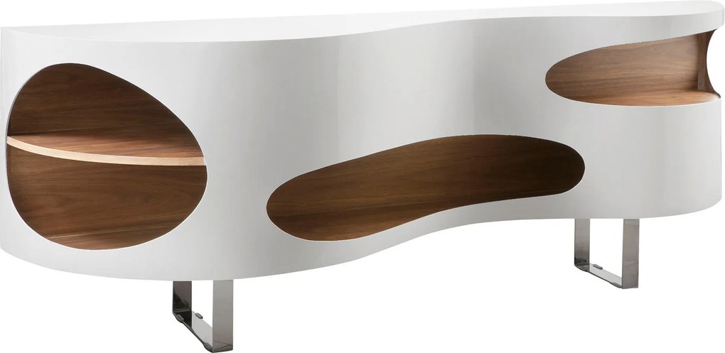 XXXLutz ŠIROKÁ KOMODA, barvy vlašských ořechů, vysoce lesklá bílá, 200/60/50 cm Livetastic - Online Only komody - 001769006802