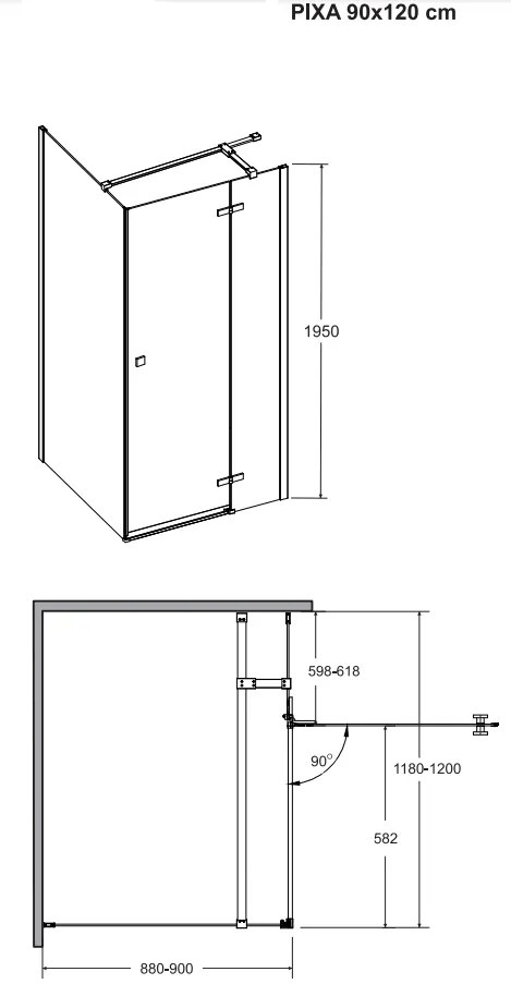 Besco Pixa 100x90/120x90 obdélníkový sprchový kout Orientace: Pravá, Rozměr sprch.dveří: 120cm