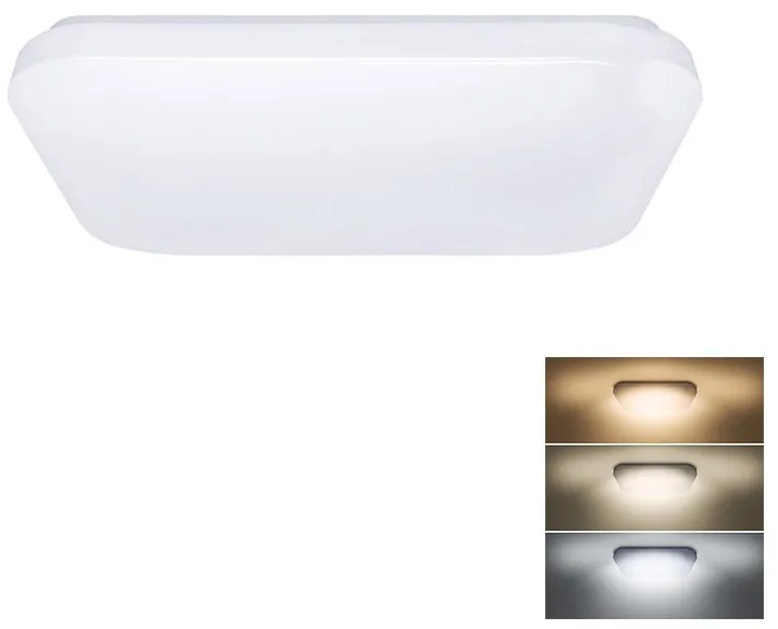 SOLIGHT LED stropní světlo Plain, 3CCT, 24W, 1920lm, 3000K, 4000K, 6000K, čtvercové, 38cm