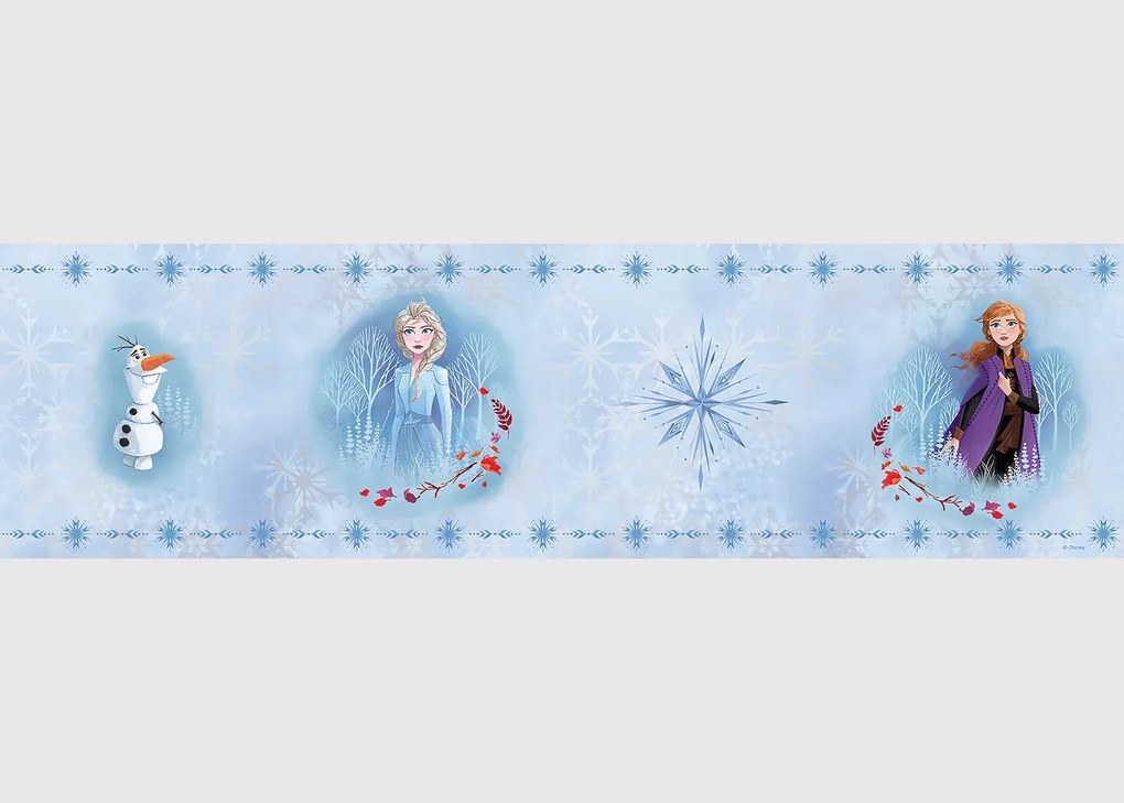 Dětská samolepící bordura na zeď Disney Ledové království Sněhové vločky | 5 m x 13.8 cm | DWBD8109