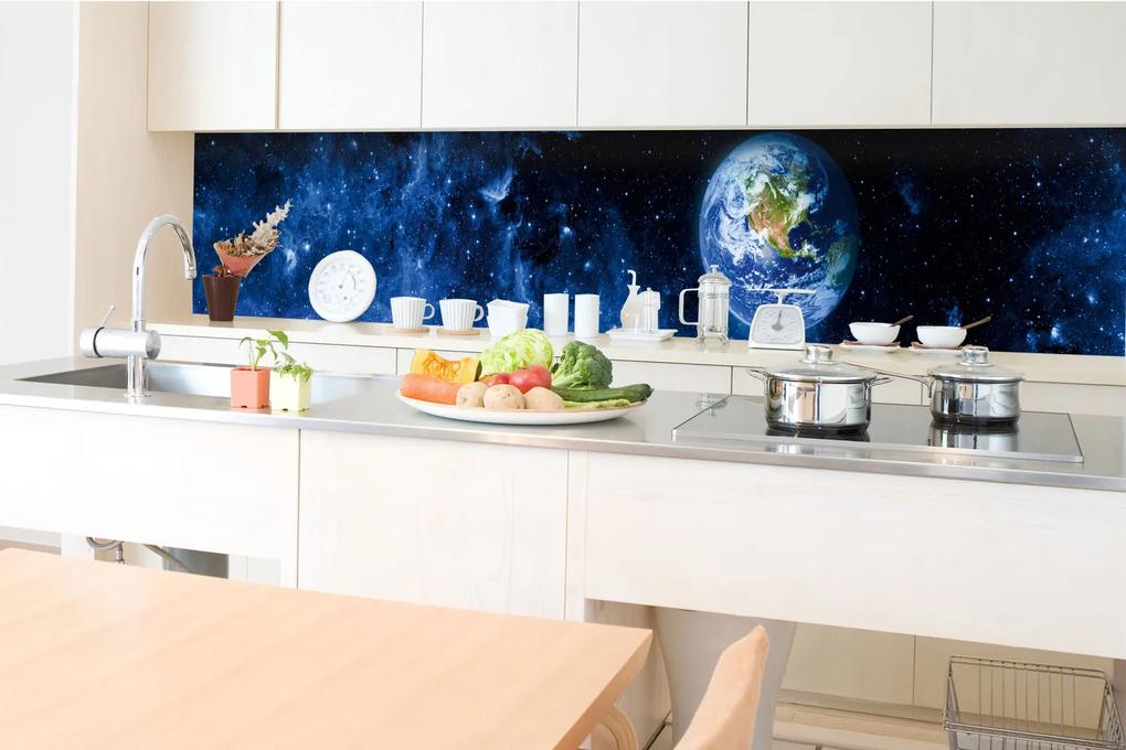 DIMEX | Fototapeta do kuchyně Pohled na Zemi KI-350-233 | 350 x 60 cm | modrá, zelená, bílá