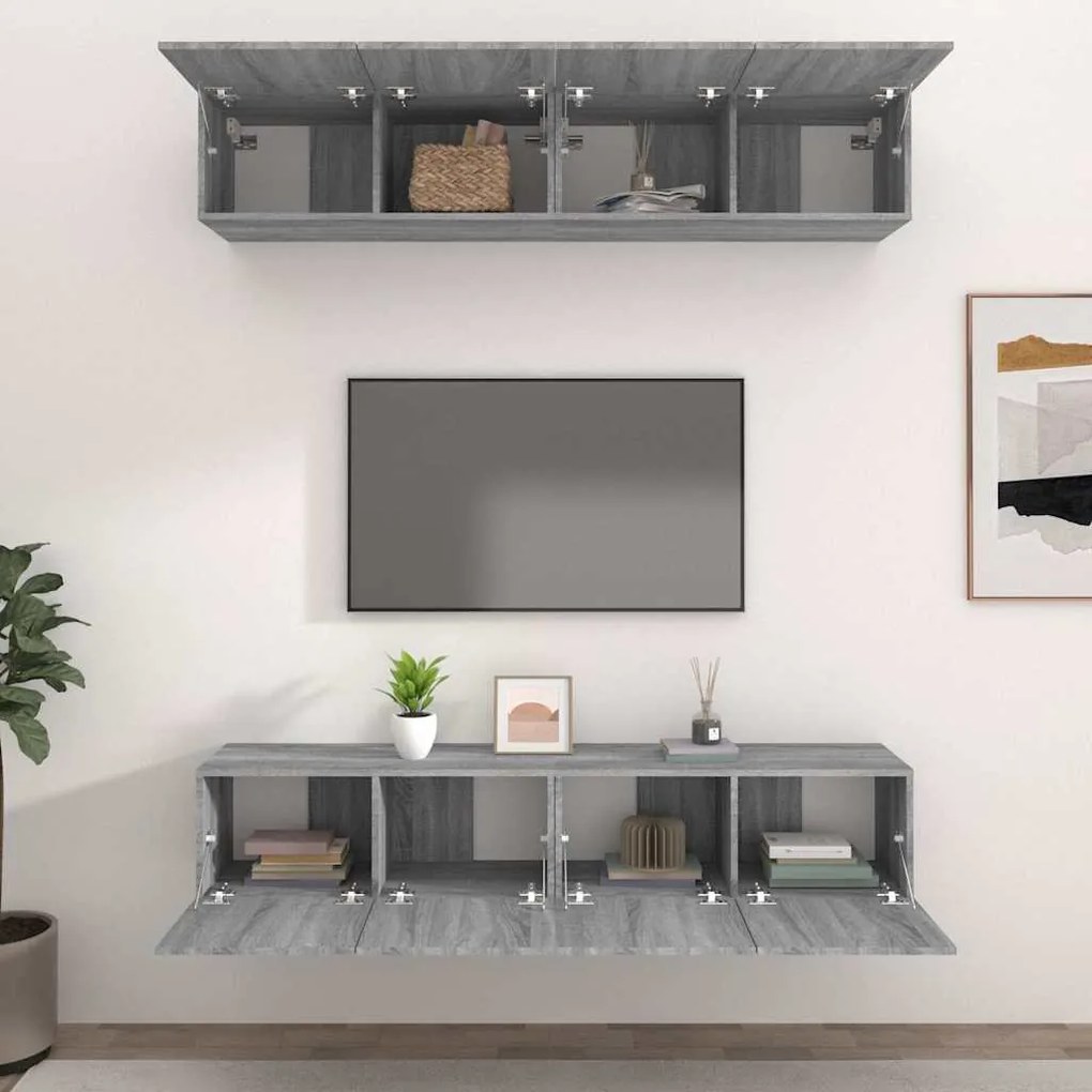 TV skříňky 4 ks šedé sonoma 80 x 30 x 30 cm kompozitní dřevo 3114188
