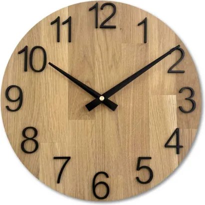 Nástěnné hodiny dřevěné s vyřezávanými číslicemi I SENTOP FB-MAS016-OSMO-3041-heads-black