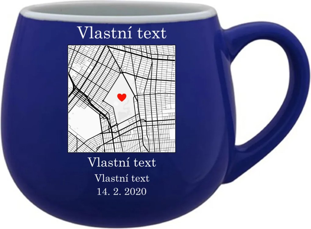 Personalizovaný keramický buclatý hrneček s mapou