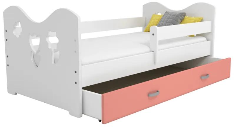 ImportWorld Dětská postel Magdaléna 80x160 B2, bílá/růžová + rošt a matrace