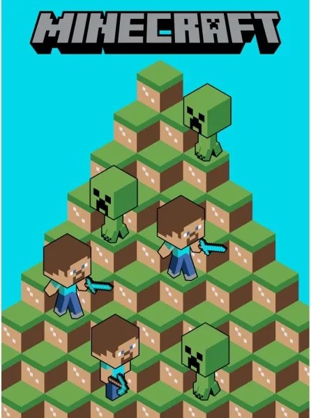 Jerry Fabrics Dětská fleecová deka Minecraft Blocs 100x150 cm
