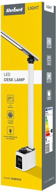 Stolní lampa s hodinama REBEL KOM1019 , regulace