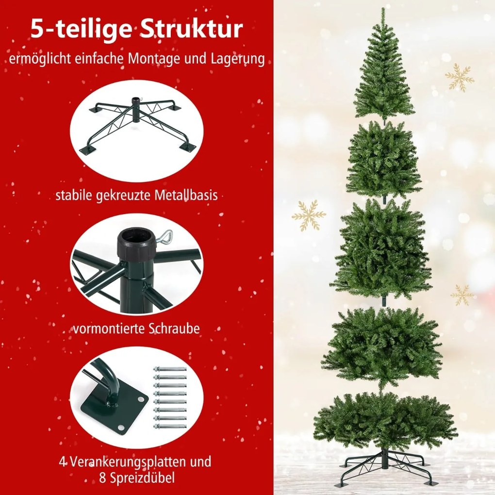 Costway 360 cm Osvětlený umělý vánoční stromek s 2536 PVC větvemi