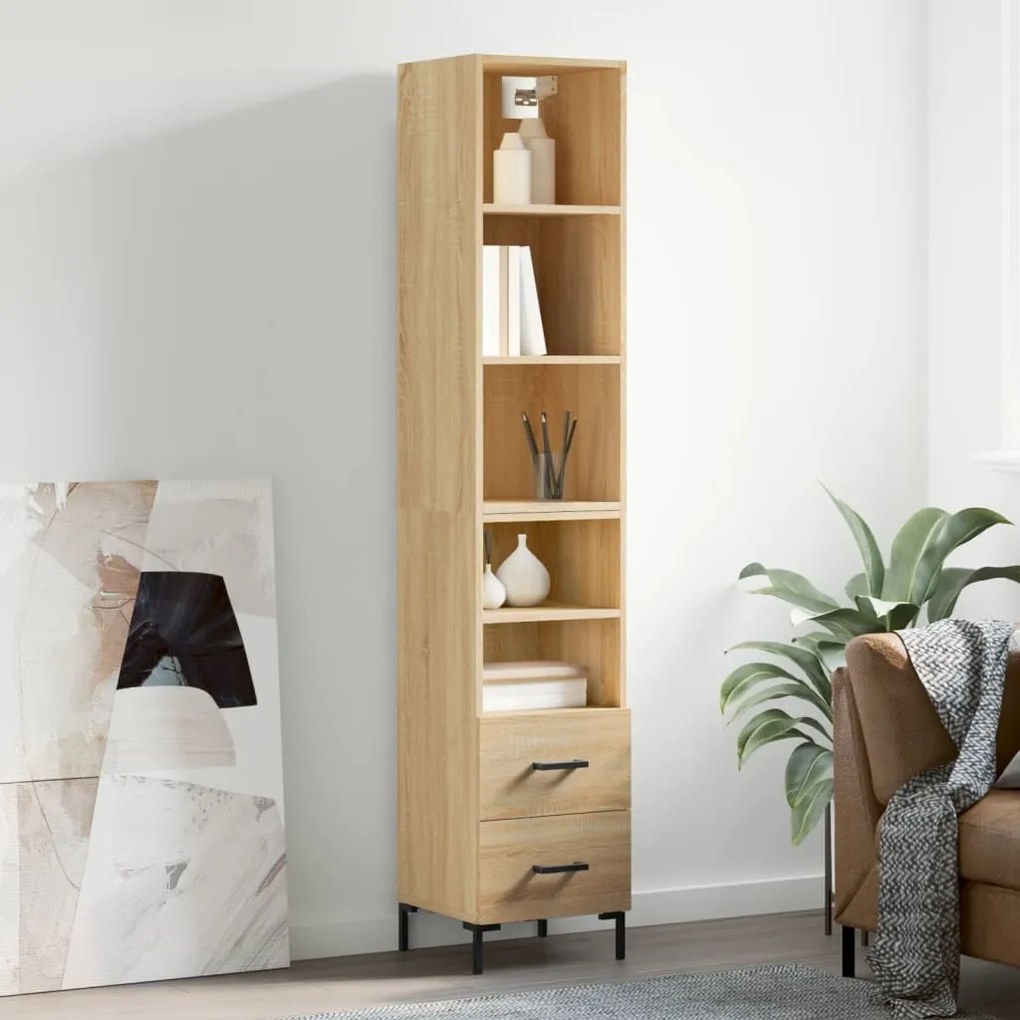 vidaXL Skříň highboard 34,5 x 34 x 180 cm kompozitní dřevo [3189768] Barva: hnědý dub