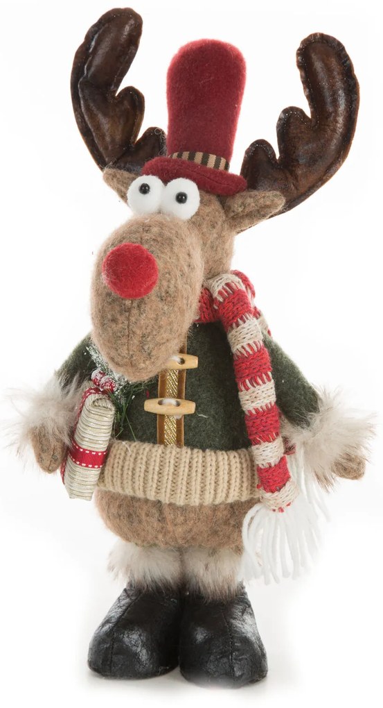 VÁNOČNÍ DEKORAČNÍ FIGURKA REINDEER 38 CM VÍCEBAREVNÁ