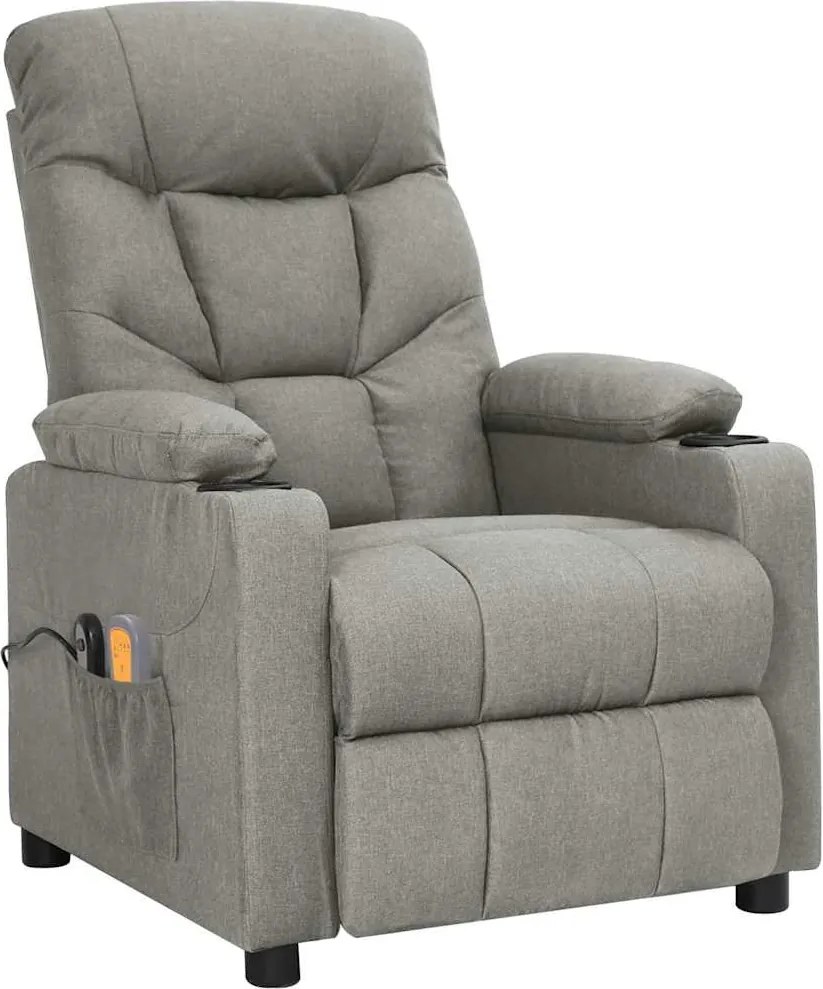 Elektrické masážní křeslo světle šedé textil 3098827