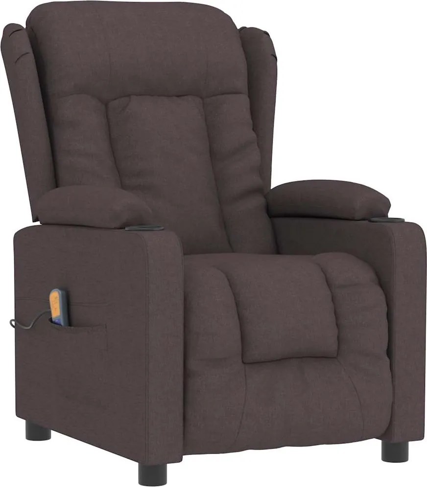 Masážní křeslo tmavě hnědé textil 339063