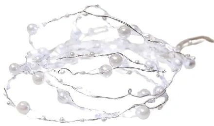 ACA Lighting LED dekorační girlanda - perly 20 LED, studená bílá barva, 2x baterie AA, 200 cm, IP20