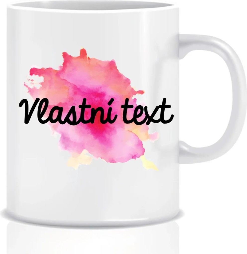 Personalizovaný klasický bílý keramický hrníček 300 ml s barevnou skvrnou