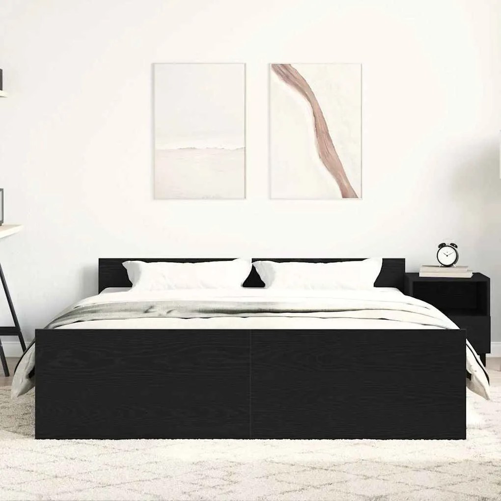 Rám postele bez matrace černý dub 150x200 cm kompozitní dřevo 3329320
