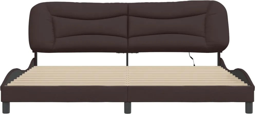 Rám postele s LED bez matrace Hvar tmavě hnědý 200 x 200 cm textil 3213728