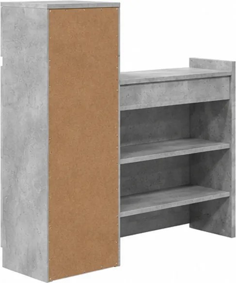 skříňka na boty, botník, zásuvka, dvířka, police, dřevo, 102x101x30 cm, beton šedá, Dekorino BS20260005
