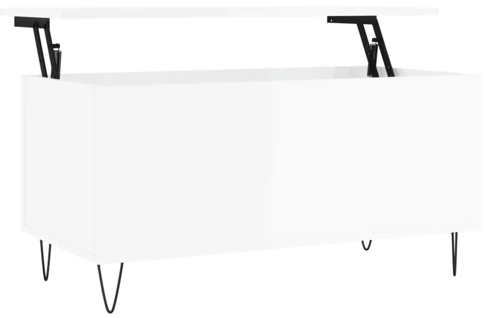 Konferenční stolek lesklý bílý 90x44,5x45 cm kompozitní dřevo