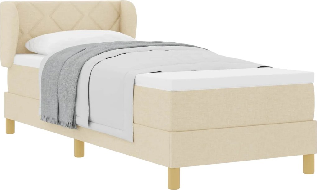 Postel s boxspringem s čelo Krémová 80 x 200 cm textil 3340246