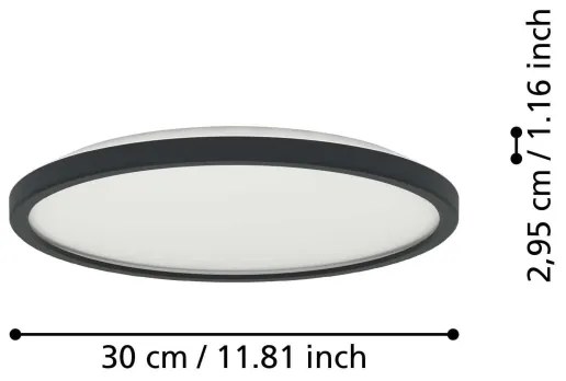 Eglo 901438-LED Koupelnové stropní svítidlo ROVITO 13,9W/230V pr.30cm IP44 černá