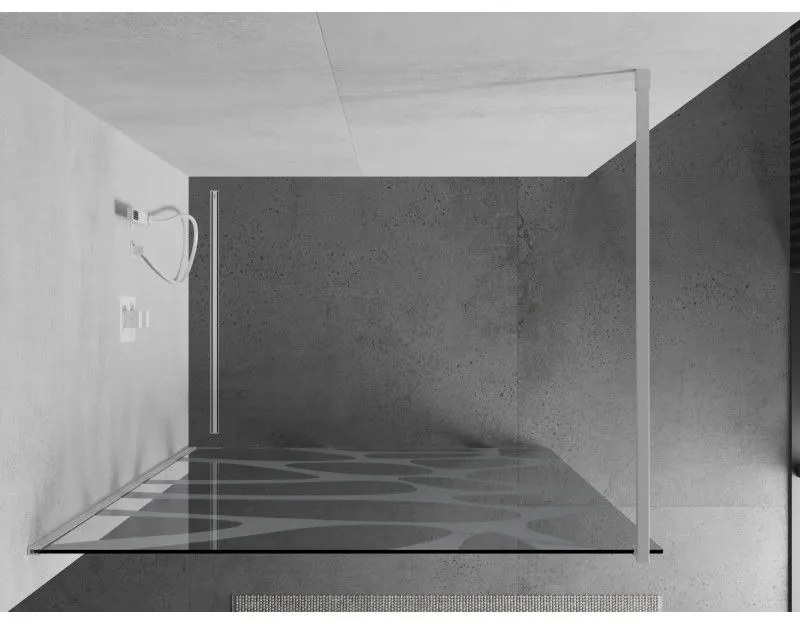 Mexen Kioto, Walk-In sprchová zástěna 110 x 200 cm, 8mm sklo čiré/bílý vzor, bílý profil, 800-110-101-20-97