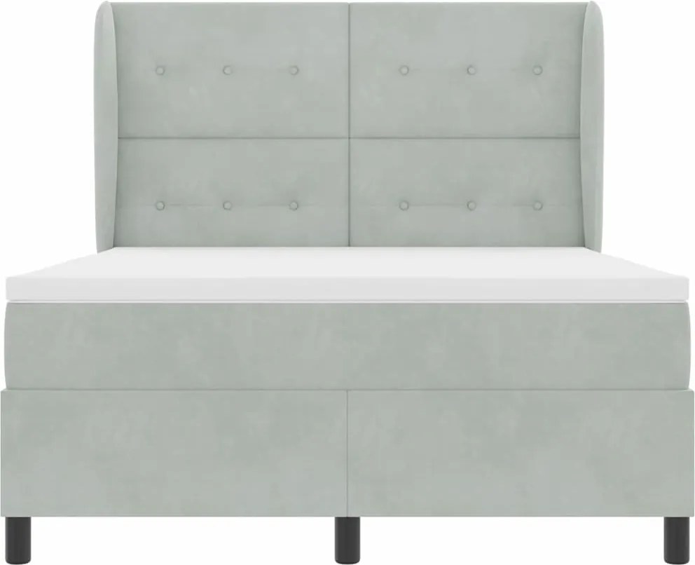Postel s boxspringem s čelo Světle šedá 200 x 140 cm samet 3340928