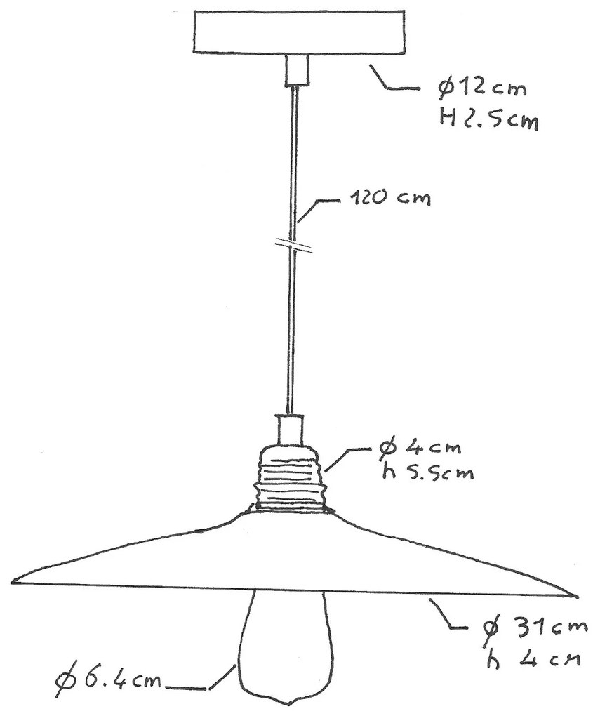 creative cables Závěsná lampa s textilním kabelem, keramickým stínidlem a kovovými detaily Barva: Rezavý efekt-bílá